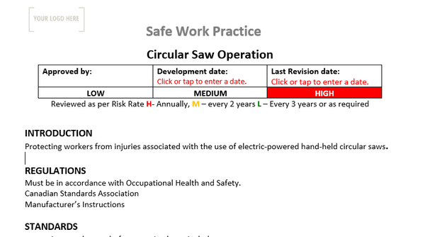 Circular Saw Operation Safe Work Practice – Stallion Safety, Training ...