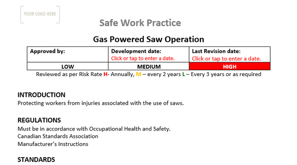 Gas Powered Saw Operation Safe Work Practice – Stallion Safety ...
