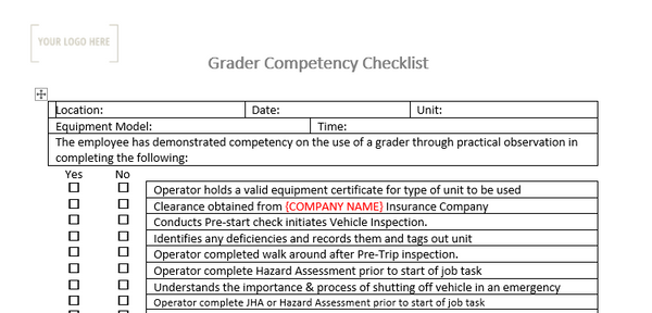 Grader Competency Checklist – Stallion Safety, Training & Swag