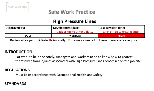 High Pressure Lines Safe Work Practice – Stallion Safety, Training & Swag