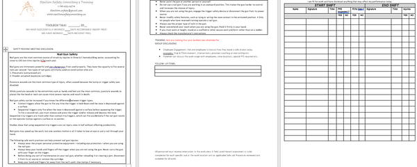 Nail Gun Safety Toolbox Meeting – Stallion Safety, Training & Swag