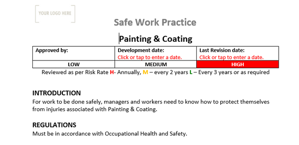 Painting & Coating Safe Work Practice – Stallion Safety, Training & Swag