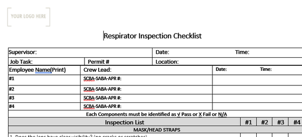 Respirator Inspection Checklist – Stallion Safety, Training