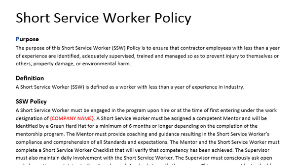 Short Service Worker Mentorship Program – Stallion Safety, Training & Swag