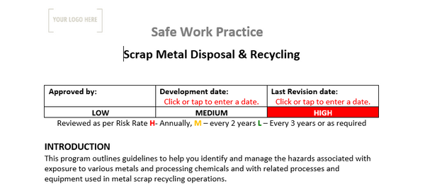 Scrap Metal Disposal & Recycling Safe Work Practice – Stallion Safety ...