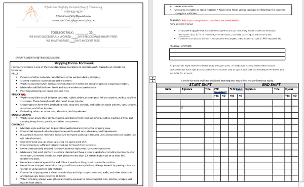 Stripping Forms- Formwork Toolbox Meeting – Stallion Safety, Training ...