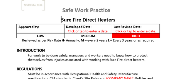 Sure Fire Direct Heaters Safe Work Practices – Stallion Safety ...