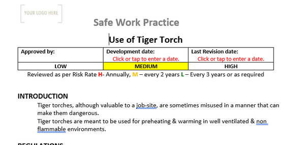 Tiger Torches Safe Work Practice – Stallion Safety, Training