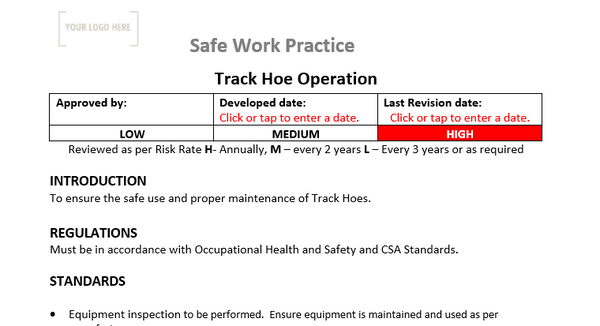 Track Hoe Operation Safe Work Practice – Stallion Safety, Training & Swag