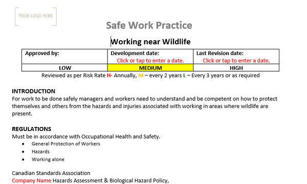 Working Near Wildlife Safe Work Practice – Stallion Safety, Training